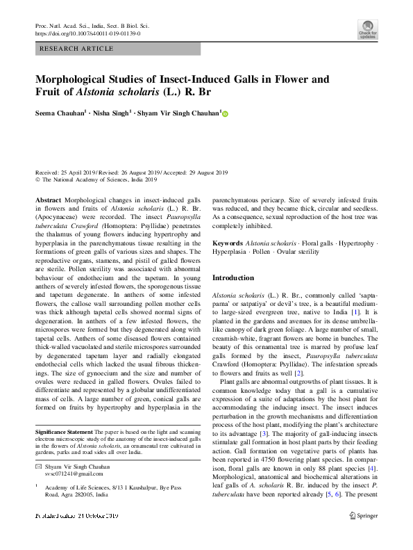 (PDF) Morphological Studies of Insect-Induced Galls in Flower and Fruit ...