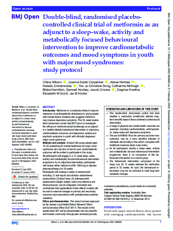 (PDF) Double-blind, randomised placebo-controlled clinical trial of ...