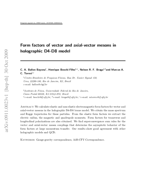 (PDF) Form factors of vector and axial-vector mesons in holographic D4 ...