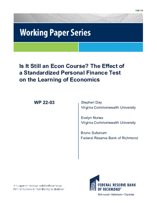 (PDF) Is It Still an Econ Course? The Effect of a Standardized Personal ...