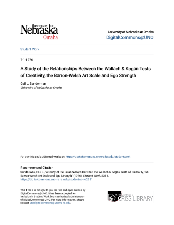 (PDF) A Study of the Relationships Between the Wallach & Kogan Tests of ...