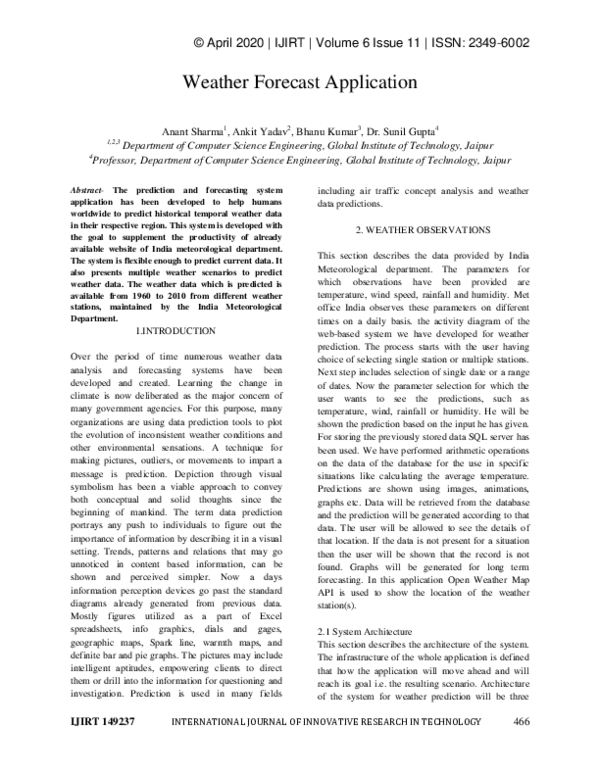 (PDF) Weather Forecast Application