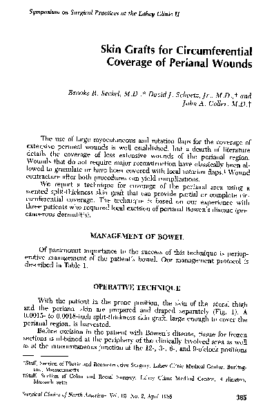 (PDF) Skin Grafts for Circumferential Coverage of Perianal Wounds