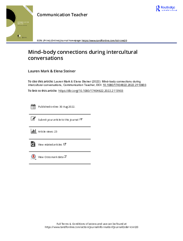 (PDF) Mind–body connections during intercultural conversations