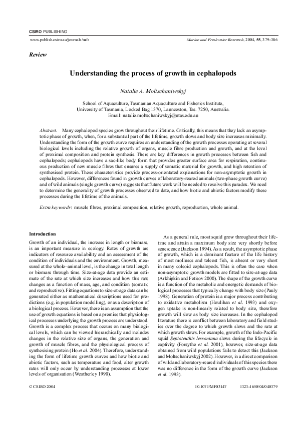 (PDF) Understanding the process of growth in cephalopods