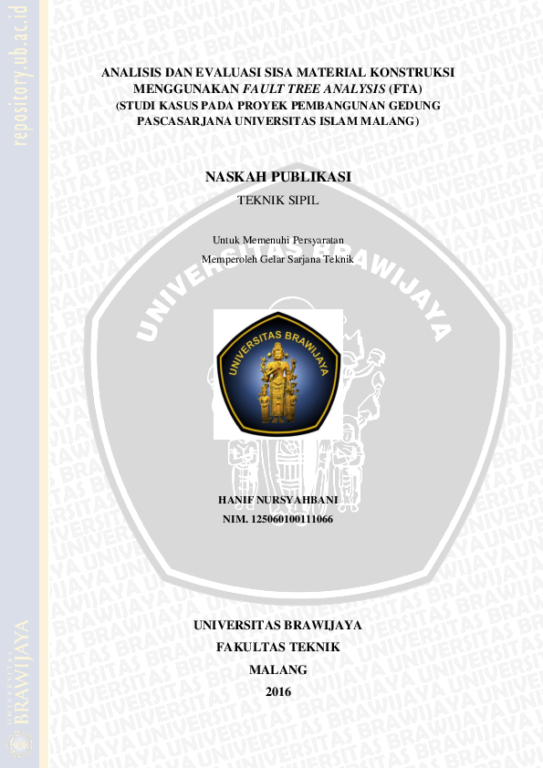 (PDF) Analisis Dan Evaluasi Sisa Material Konstruksi Menggunakan Fault ...