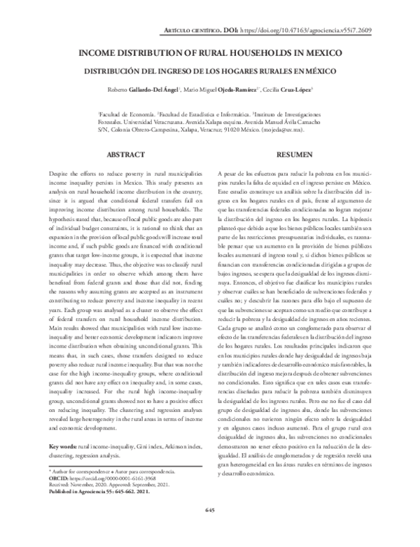 (PDF) Income Distribution of Rural Households in Mexico