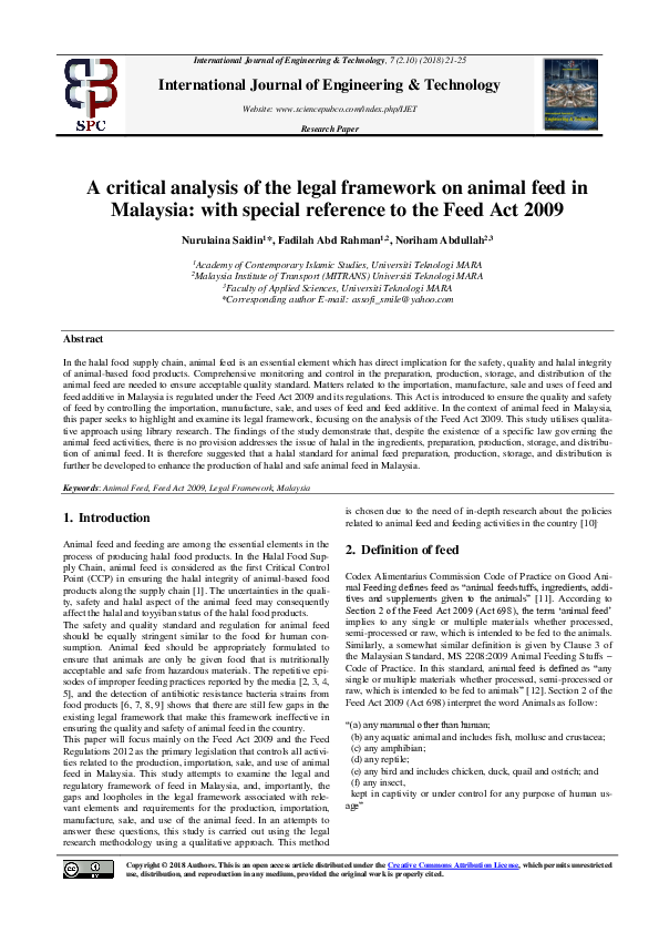 (PDF) A critical analysis of the legal framework on animal feed in ...