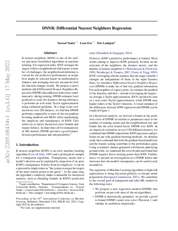 (PDF) DNNR: Differential Nearest Neighbors Regression