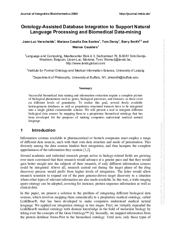 (PDF) Ontology-Assisted Database Integration to Support Natural Language Processing and ...