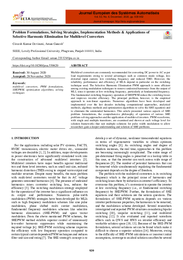 Pdf Problem Formulations Solving Strategies Implementation Methods And Applications Of