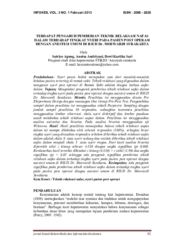 (PDF) TERDAPAT PENGARUH PEMBERIAN TEKNIK RELAKSASI NAFAS DALAM TERHADAP ...