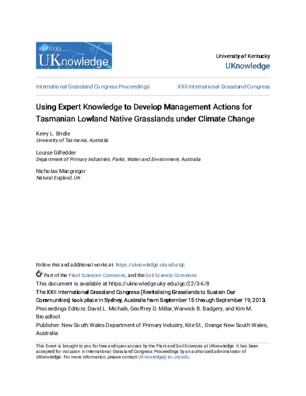 (PDF) Using Expert Knowledge to Develop Management Actions for ...