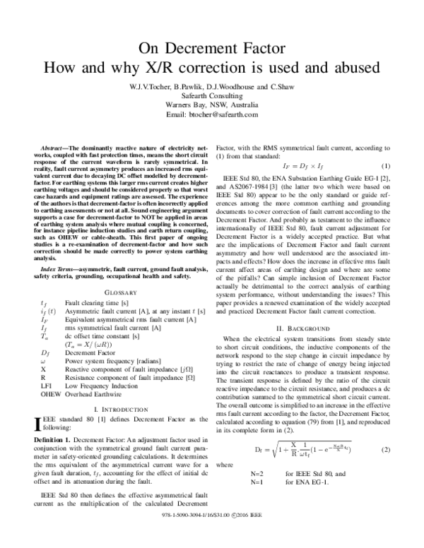 (PDF) On decrement factor how and why X/R correction is used and abused