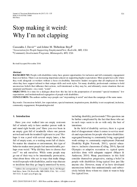(PDF) Stop making it weird: Why I’m not clapping