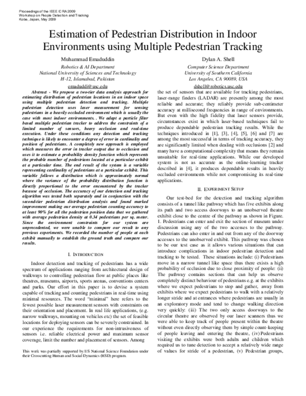 Pdf Estimation Of Pedestrian Distribution In Indoor Environments Using Multiple Pedestrian