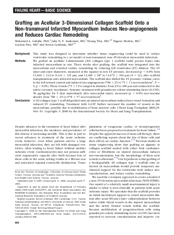 (PDF) Grafting an Acellular 3-Dimensional Collagen Scaffold Onto a Non-transmural Infarcted ...