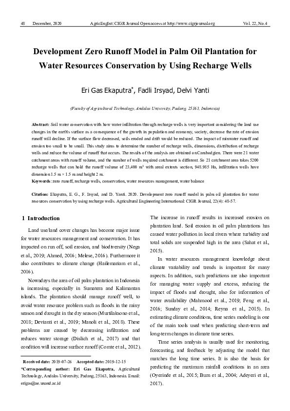 (PDF) Development Zero Runoff Model in Palm Oil Plantation for Water ...