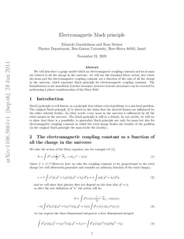 (PDF) Electromagnetic Mach principle