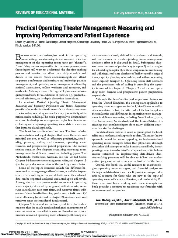 (PDF) Practical Operating Theater Management
