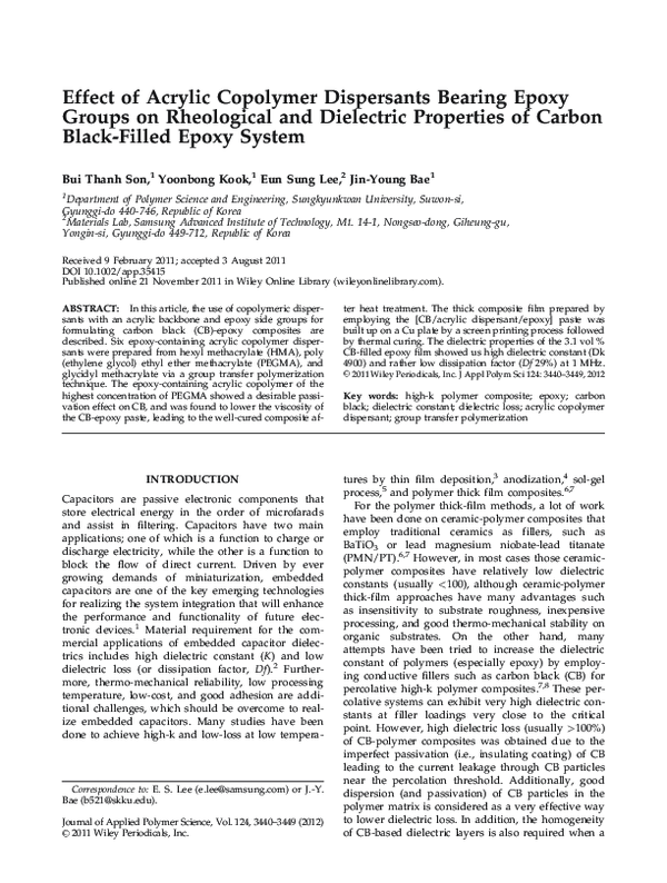 (PDF) Effect of acrylic copolymer dispersants bearing epoxy groups on ...
