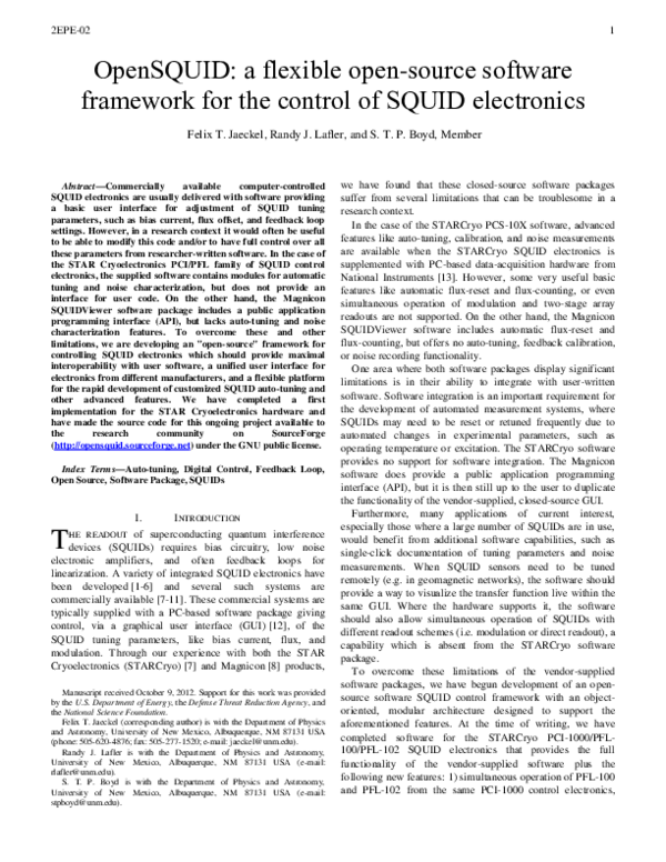 (PDF) OpenSQUID: A Flexible Open-Source Software Framework for the Control of SQUID Electronics