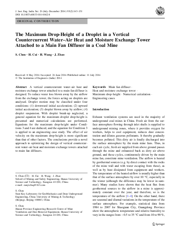 (PDF) The Maximum Drop-Height of a Droplet in a Vertical Countercurrent ...