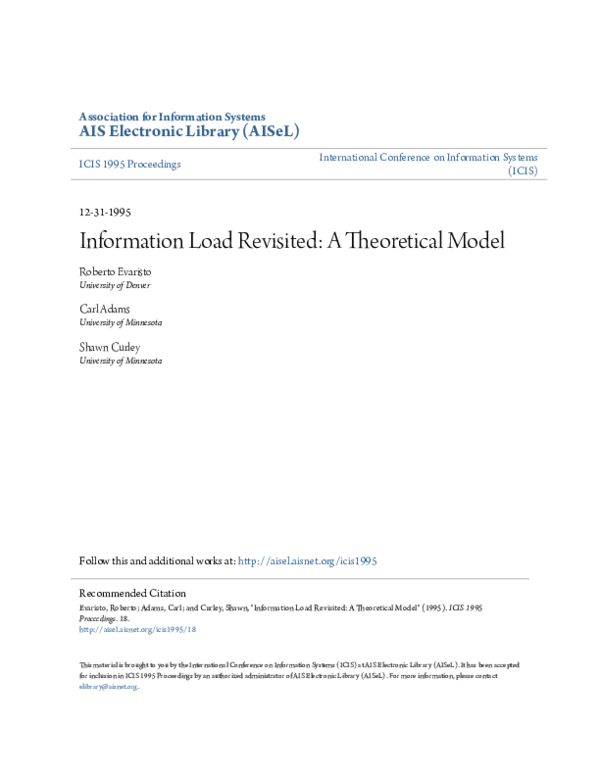 (PDF) Information load revisited: A theoretical model