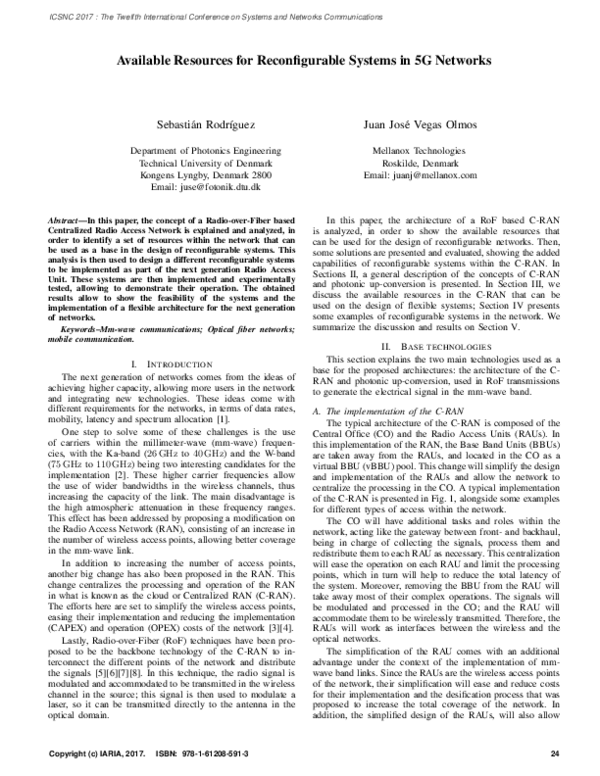 Pdf Available Resources For Reconfigurable Systems In 5g Networks