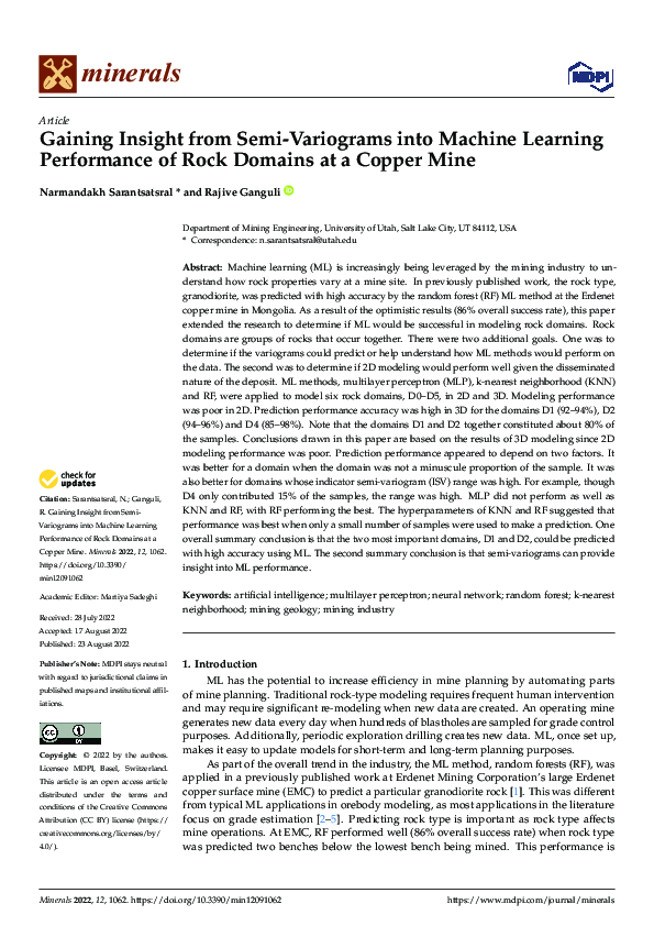 (PDF) Gaining Insight from Semi-Variograms into Machine Learning Performance of Rock Domains at ...