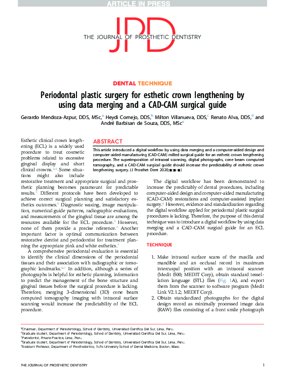 (PDF) Periodontal plastic surgery for esthetic crown lengthening by ...