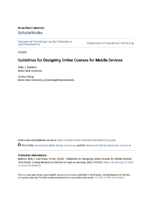 (PDF) Guidelines for Designing Online Courses for Mobile Devices
