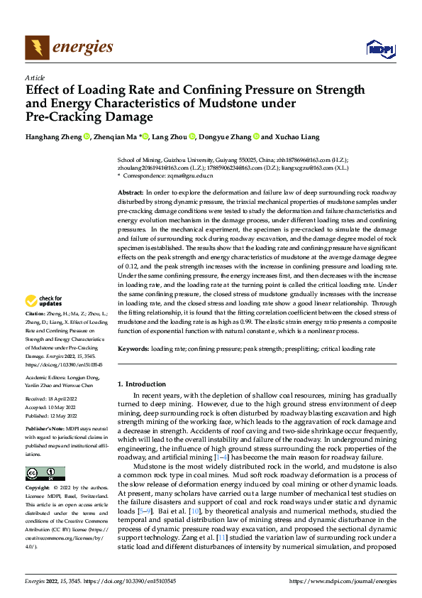 (PDF) Effect of Loading Rate and Confining Pressure on Strength and ...