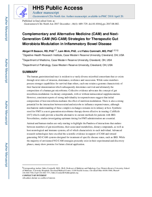 (PDF) Complementary and Alternative Medicine Strategies for Therapeutic Gut Microbiota ...