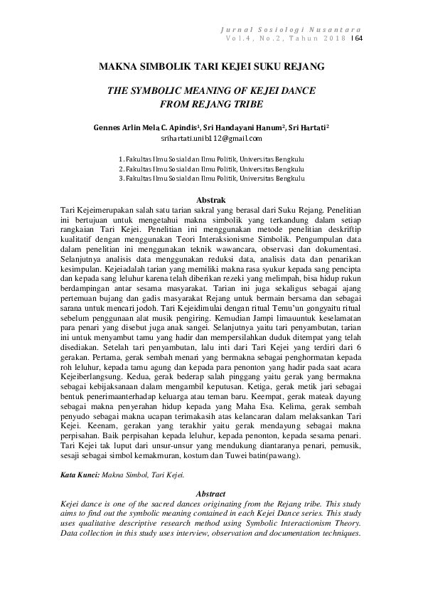 (PDF) Makna Simbolik Tari Kejei Suku Rejang