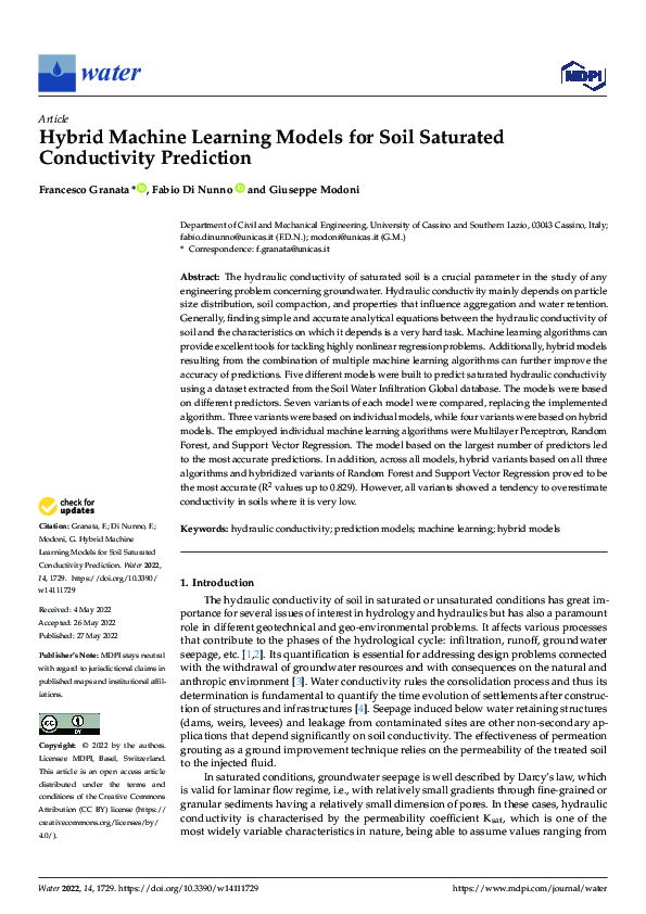 (PDF) Hybrid Machine Learning Models for Soil Saturated Conductivity Prediction