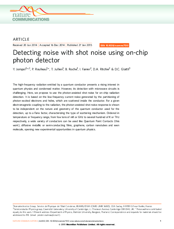 (PDF) Detecting noise with shot noise using on-chip photon detector