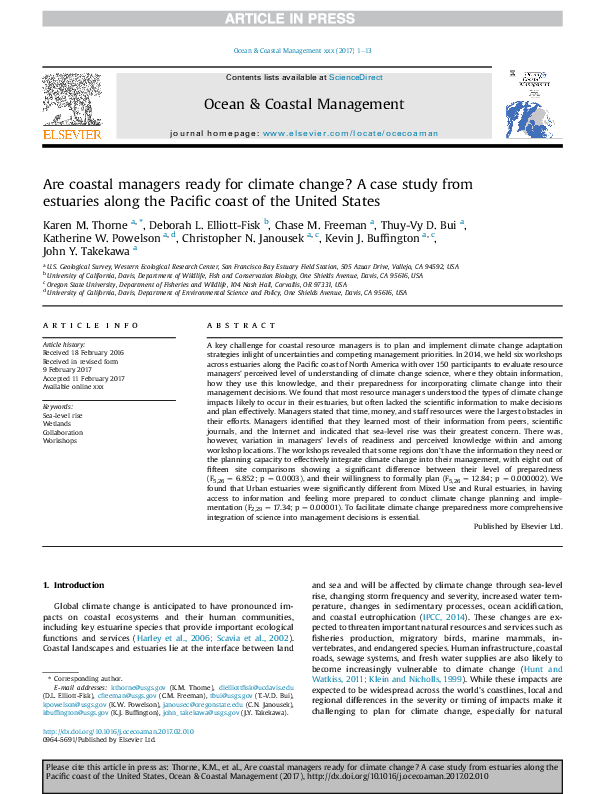 (PDF) Are coastal managers ready for climate change? A case study from ...