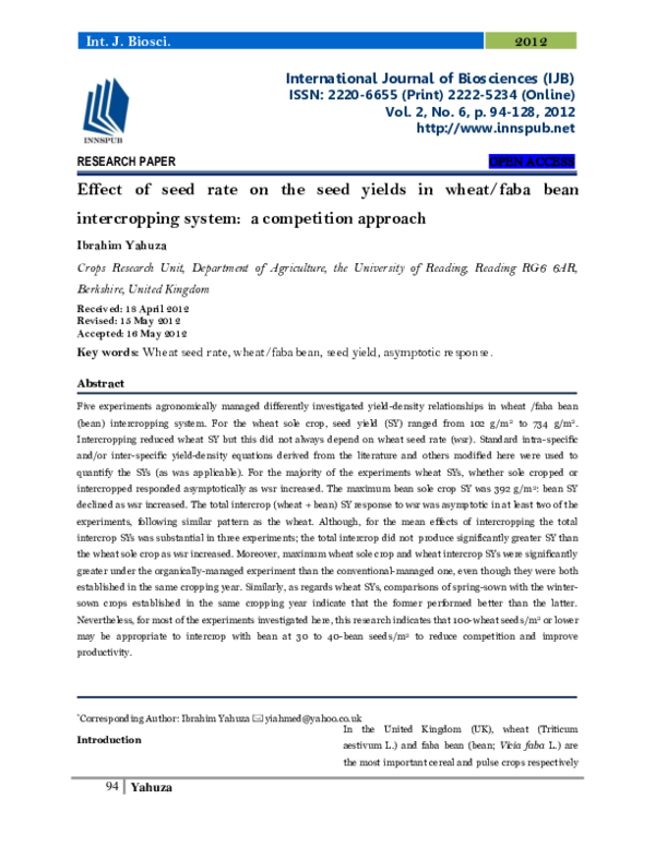 (PDF) Intercropping System: A Competition Approach