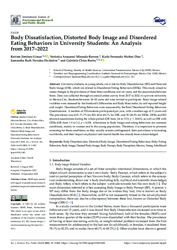 (PDF) Body Dissatisfaction, Distorted Body Image and Disordered Eating ...