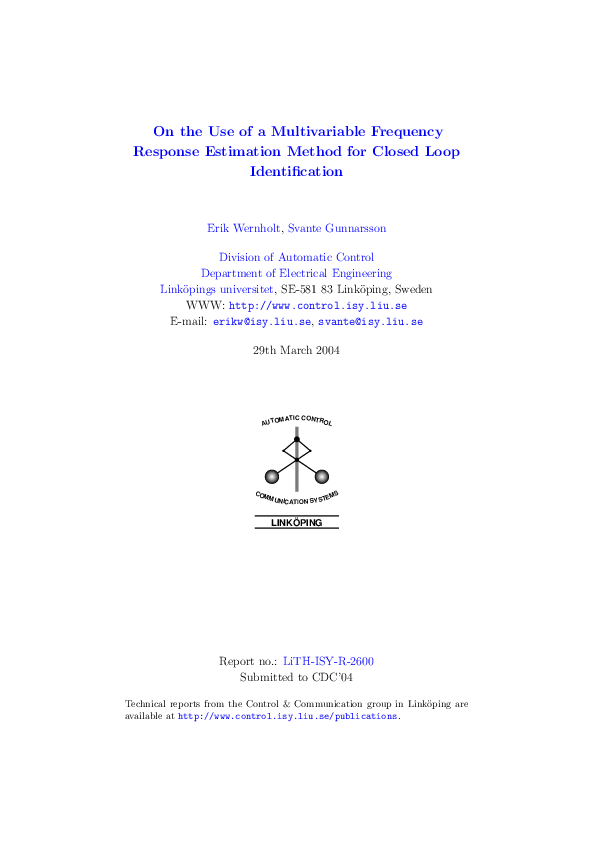 (PDF) On the use of a multivariable frequency response estimation method for closed loop ...