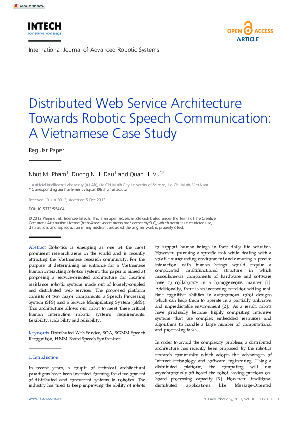 (PDF) Distributed Web Service Architecture towards Robotic Speech Communication: A Vietnamese ...