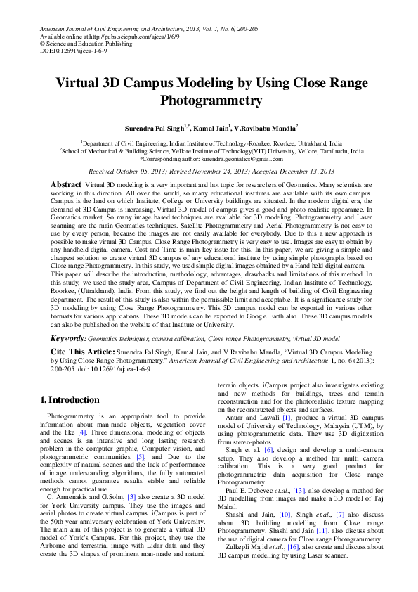 (PDF) Virtual 3D Campus Modeling by Using Close Range Photogrammetry ...