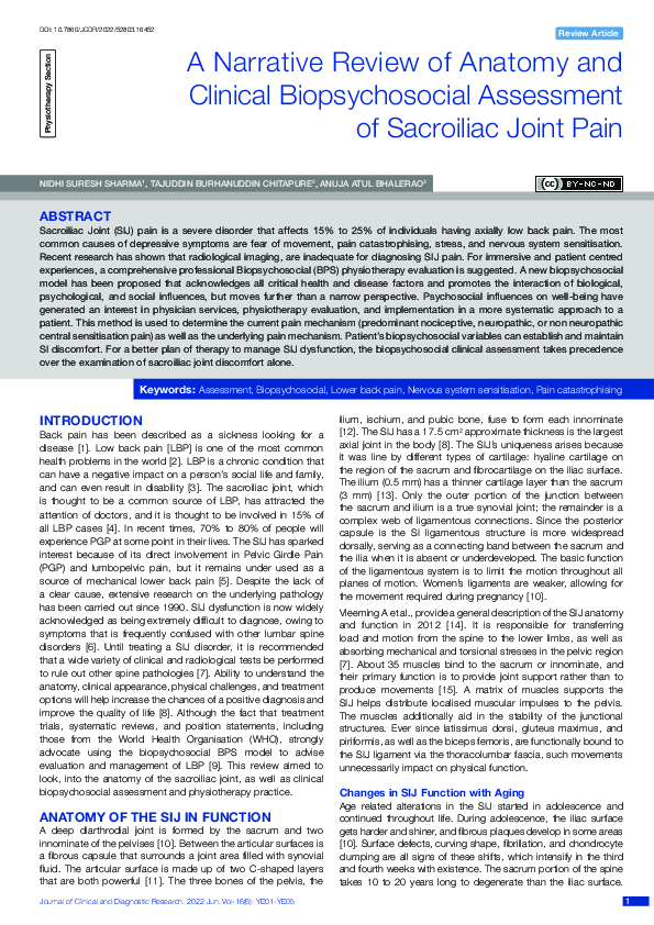 (PDF) A Narrative Review of Anatomy and Clinical Biopsychosocial Assessment of Sacroiliac Joint ...