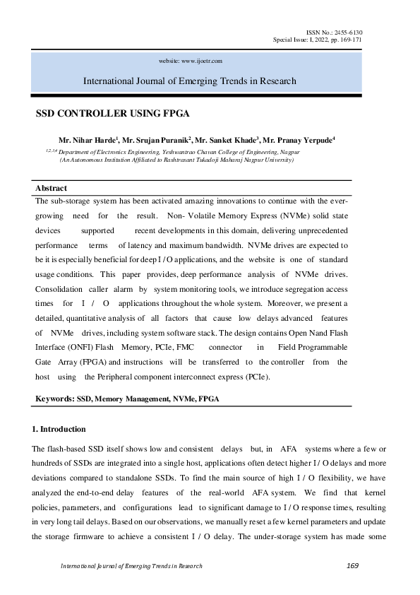 (PDF) SSD CONTROLLER USING FPGA