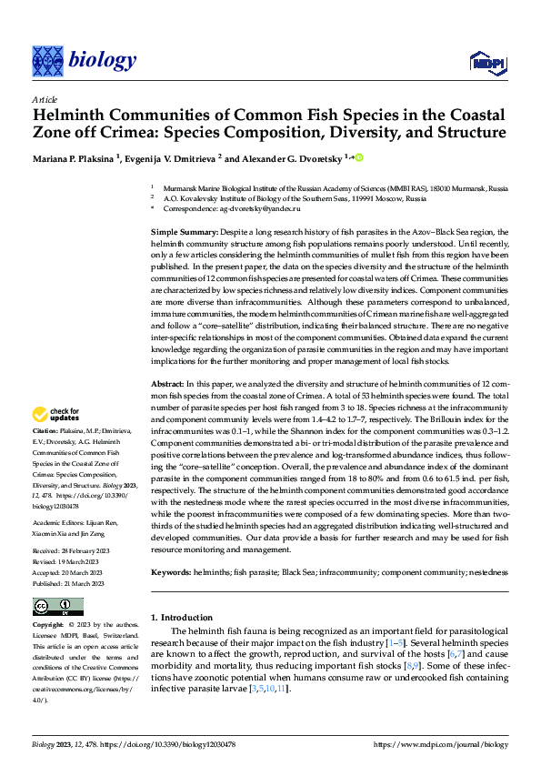 (PDF) Helminth Diversity in Crimean Fish Communities