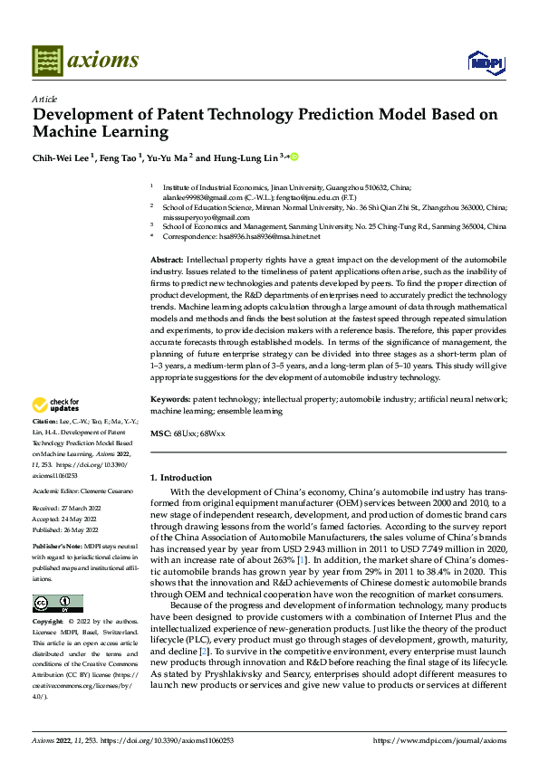 (PDF) Development of Patent Technology Prediction Model Based on ...