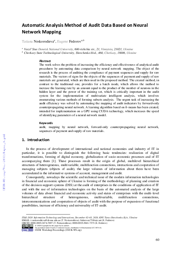 (PDF) Automatic Analysis Method of Audit Data Based on Neural Network Mapping