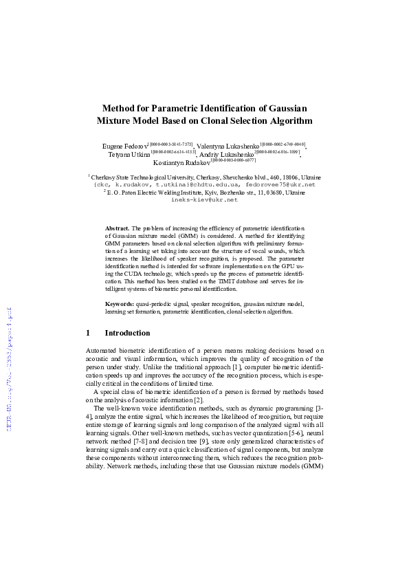 Pdf Method For Parametric Identification Of Gaussian Mixture Model Based On Clonal Selection
