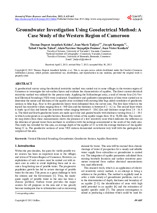 (PDF) Groundwater Investigation Using Geoelectrical Method: A Case ...
